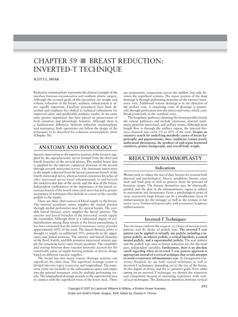 Chapter 59 Breast Reduction Inverted-T Technique | PDF