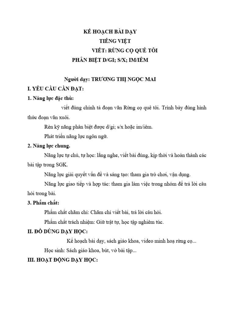 t26l3 Nghe-Viết Rừng Cọ Quê Tôi | PDF