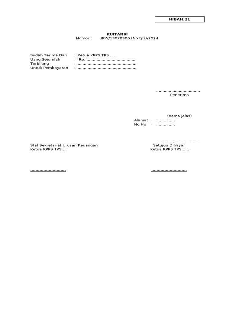 Format Kuitansi | PDF
