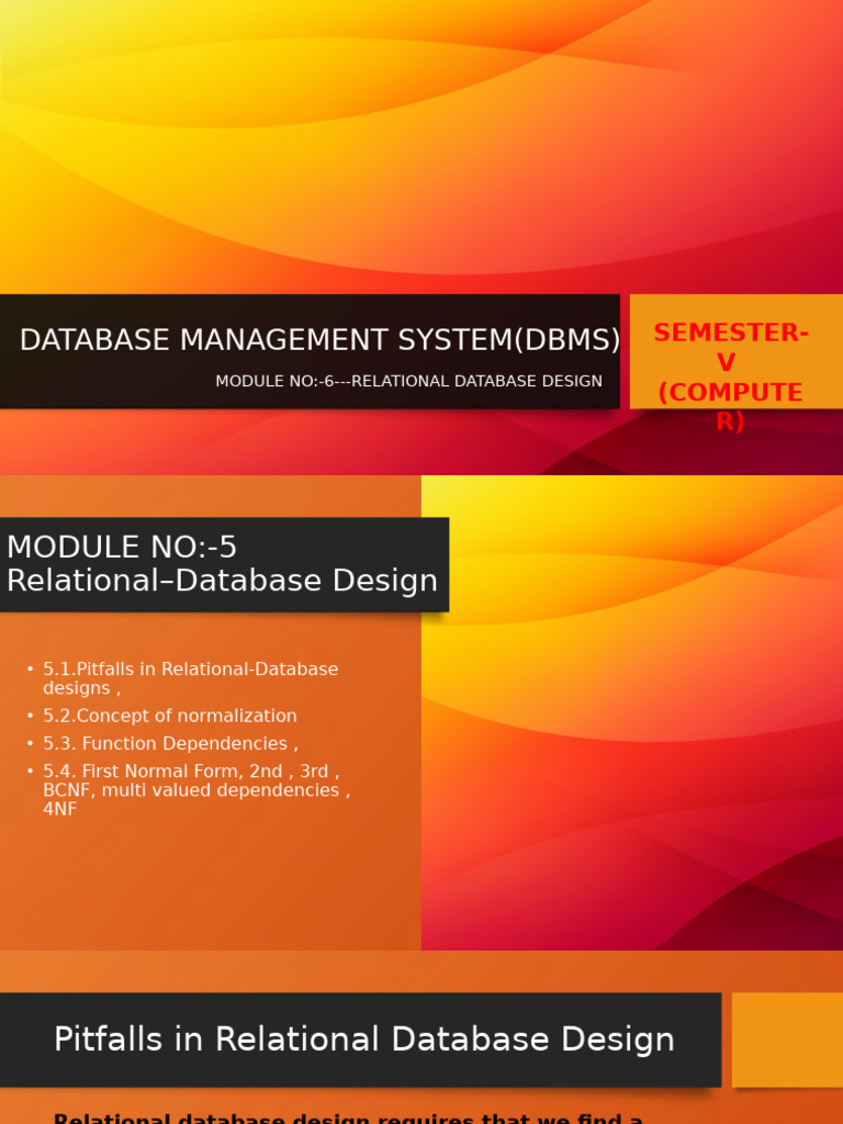 Module No 5 Relational Database Design | PDF | Relational Model | Information Retrieval