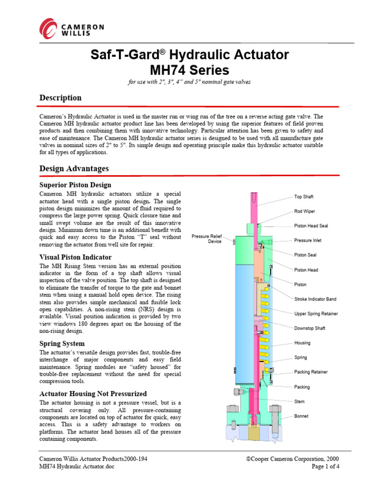 MH74 Hydraulic Actuator | PDF | Valve | Actuator