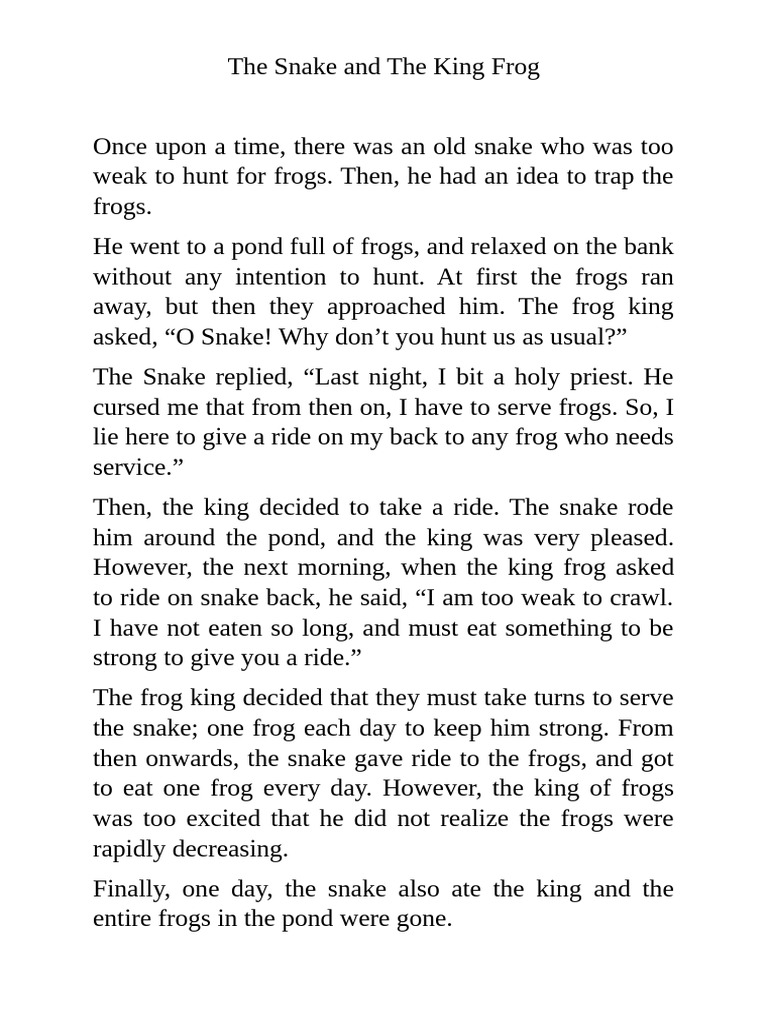 The Snake and The King Frog | PDF
