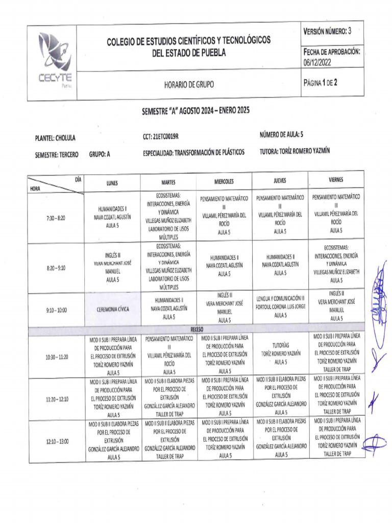 Horario TRAP 3A | PDF