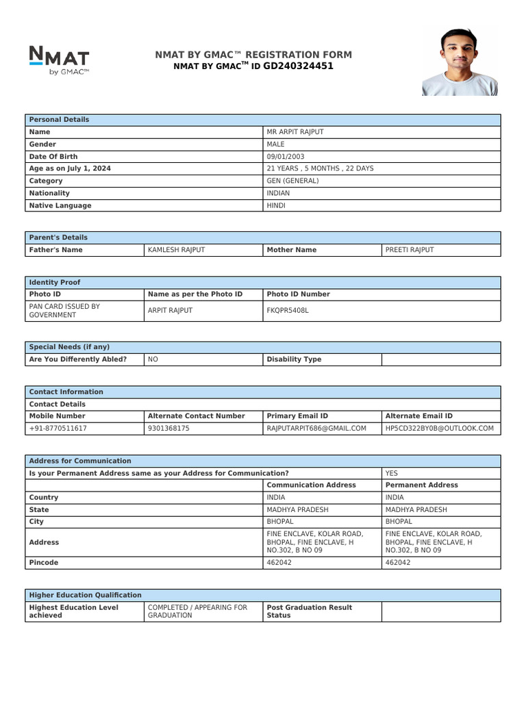 Application - Form - GD240324451 Nmat Pament Recipt | PDF