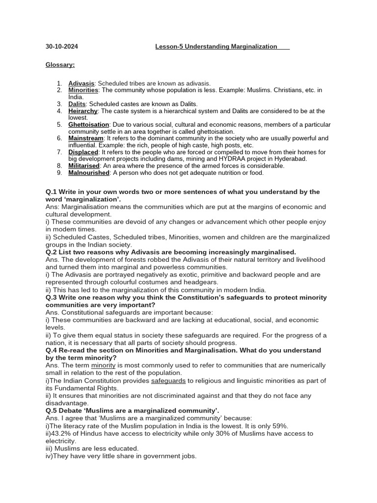 G-8 Understanding Marginalization | PDF | Minority Group | Social Exclusion