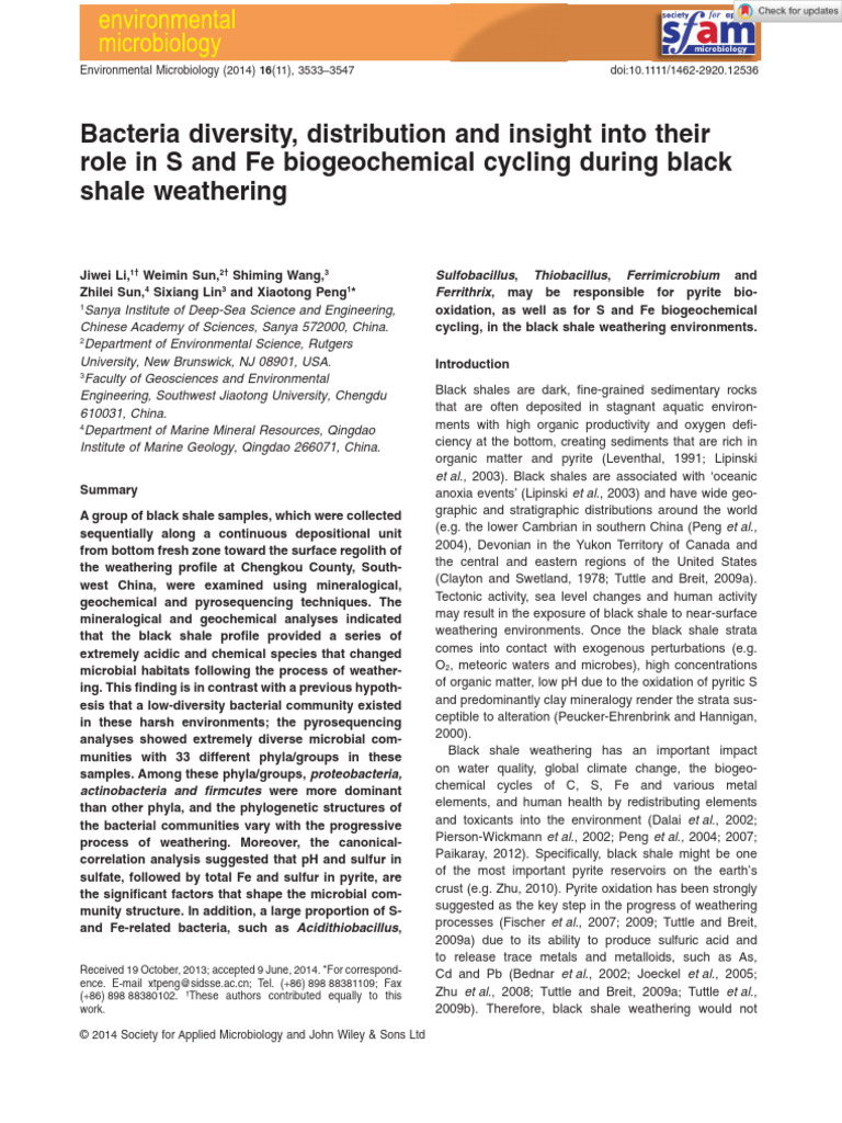 Environmental Microbiology - 2014 - Li - Bacteria Diversity ...