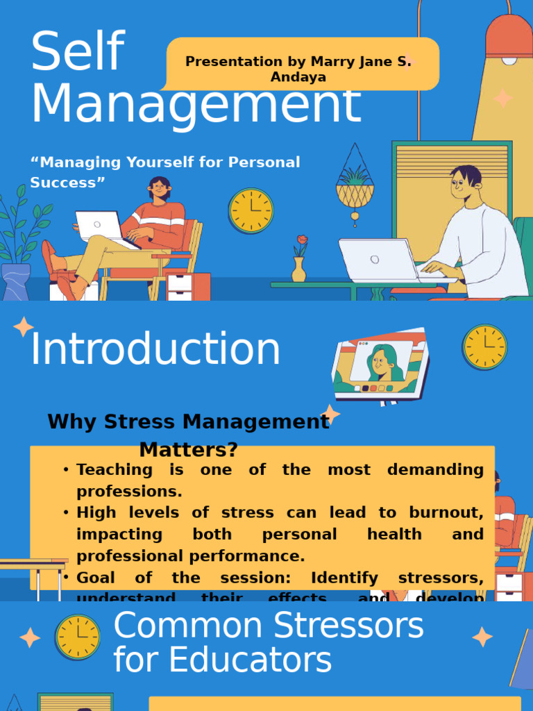 Blue Illustrative Self Management Presentation | PDF | Stress ...