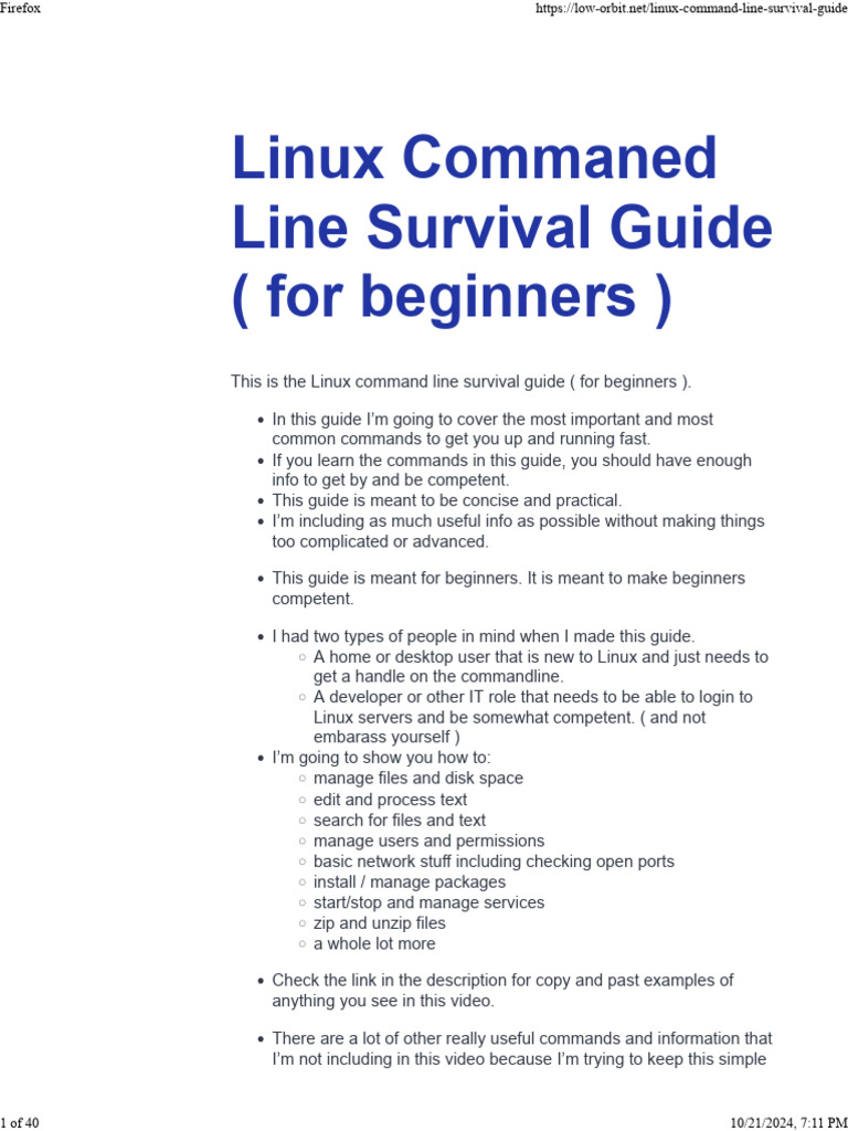 Linux Commaned Line Survival Guide (For Beginners) | PDF | Zip (File Format) | Superuser