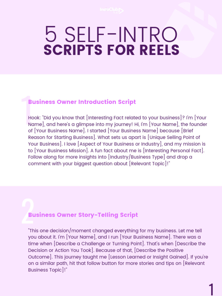 5 Selfintroductionscriptsfor Reels | PDF