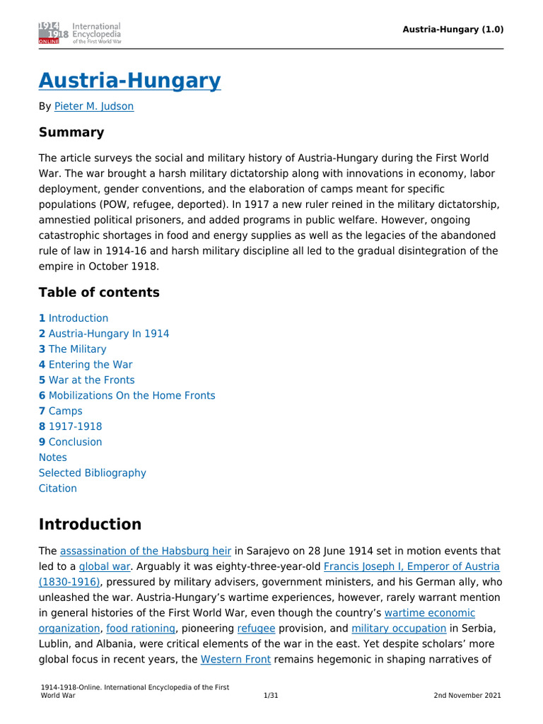 1914 1918 Online AustriaHungary 1.0 | PDF | Austria Hungary | Serbia