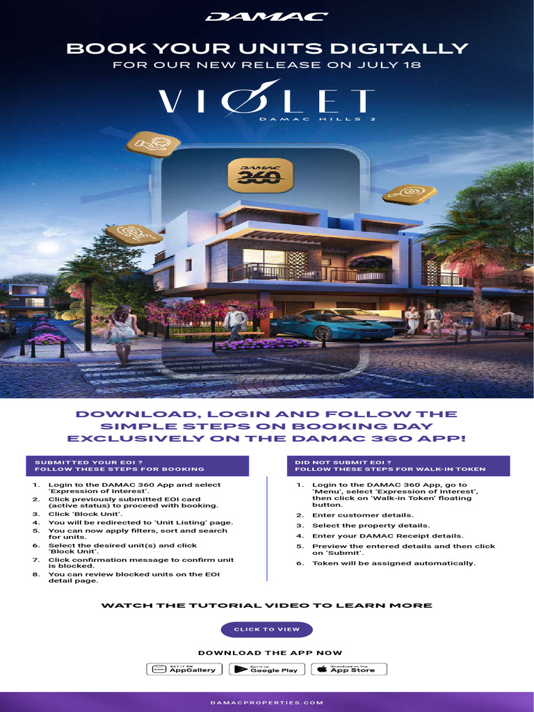 DAMAC 360 Violet EDMs Booking Day v3 | PDF