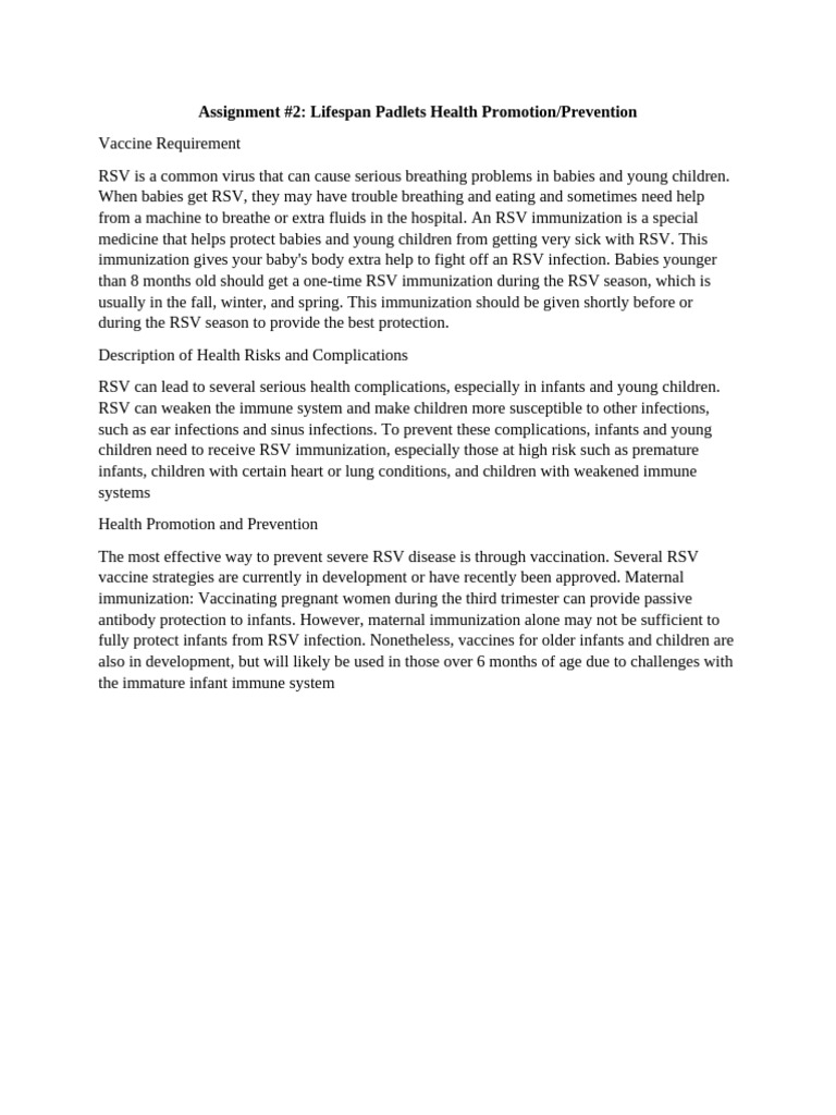 Assignment #2 Lifespan Padlets Health Promotion Prevention | PDF