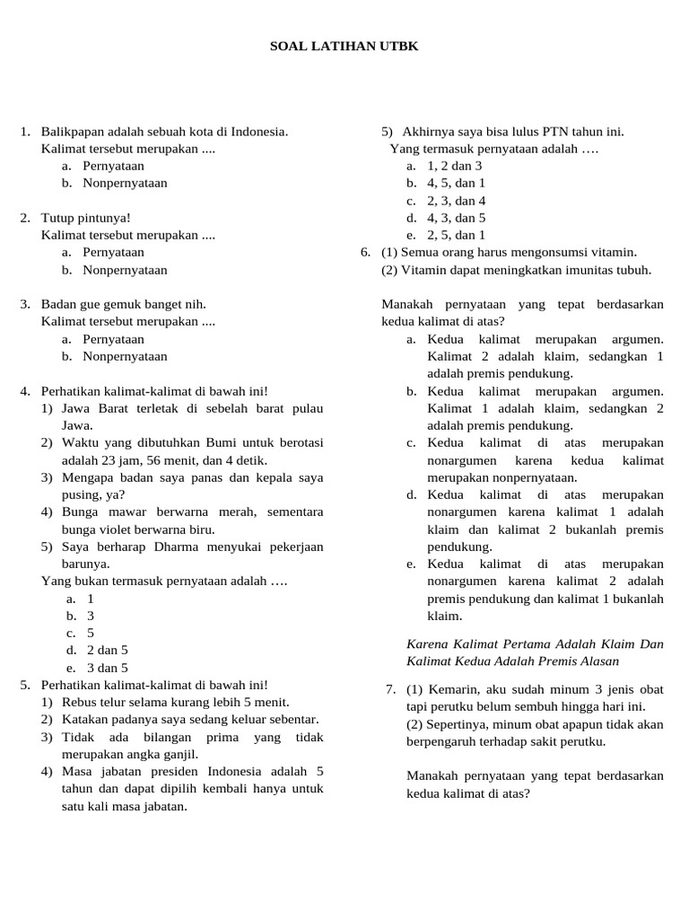 Soal Latihan Utbk | PDF