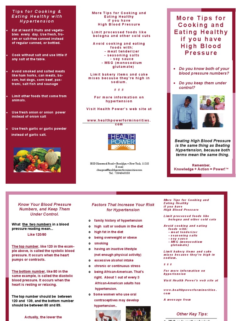 Hypertension Brochure Final 4-24-06 | PDF | Hypertension | Dieting