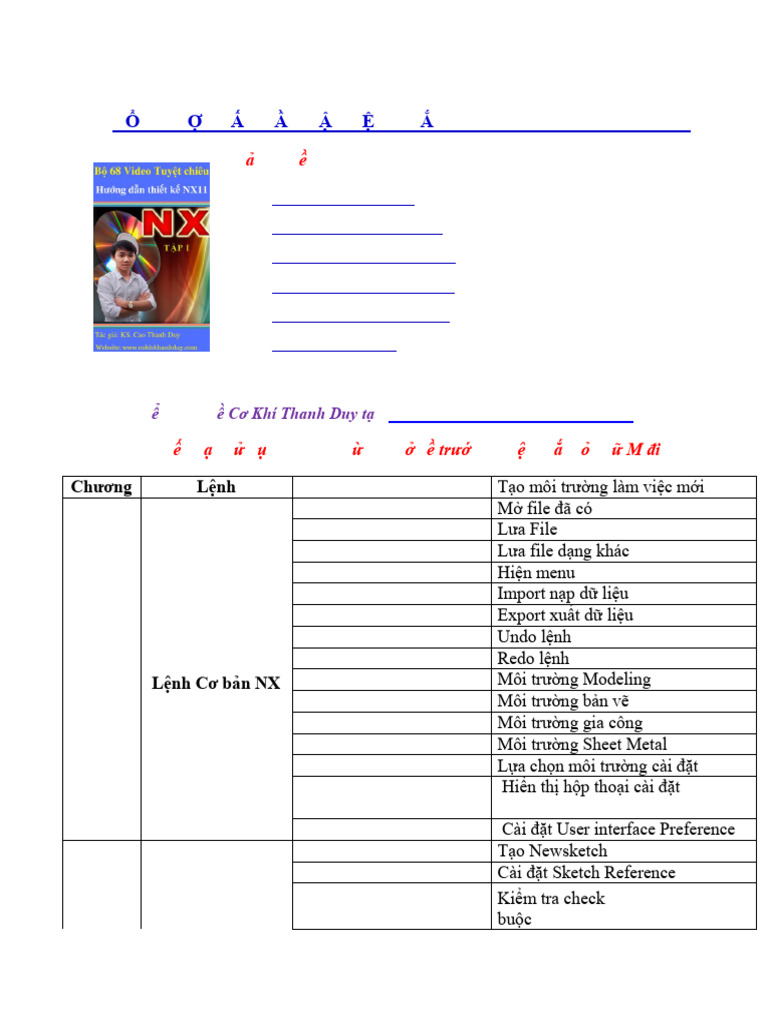 Tổng hợp 82 Lệnh tắt hay dùng trong NX | PDF