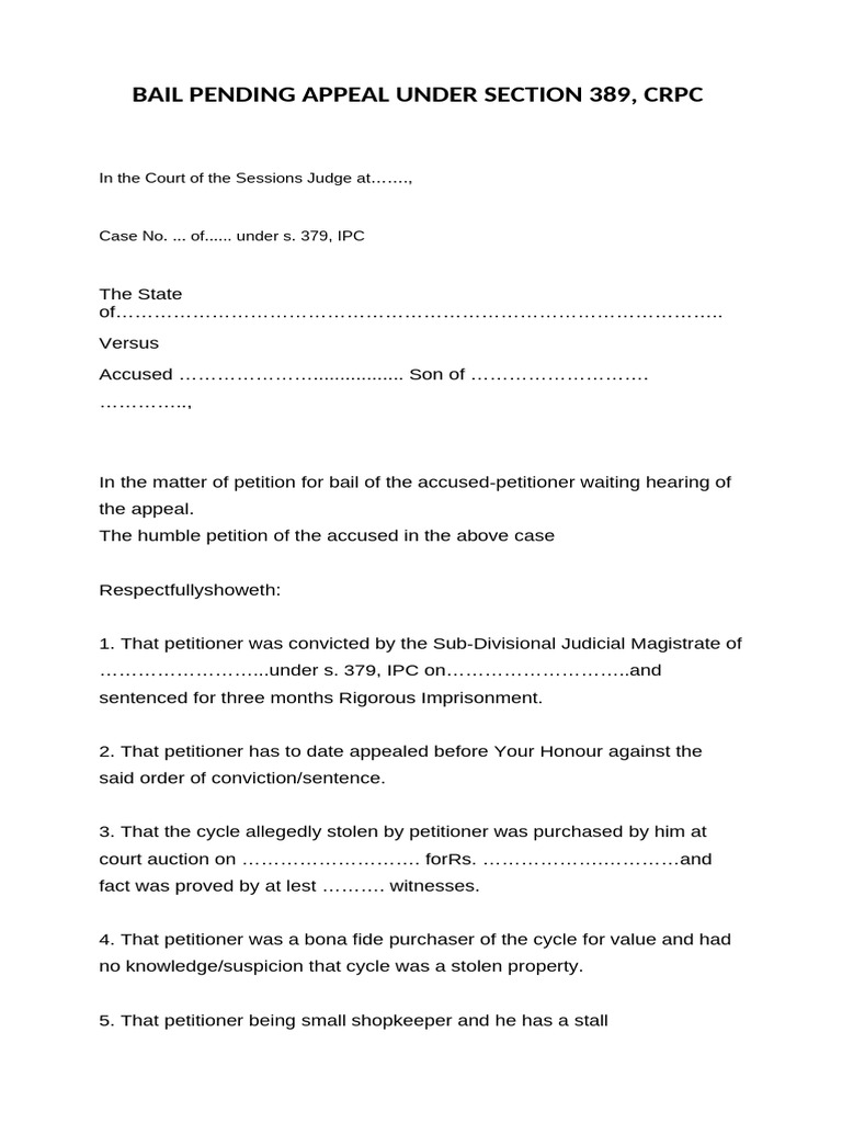 Bail Pending Appeal Under Section 389, CRPC | PDF