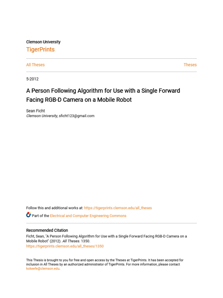 A Person Following Algorithm For Use With A Single Forward Facing Pdf Cartesian Coordinate