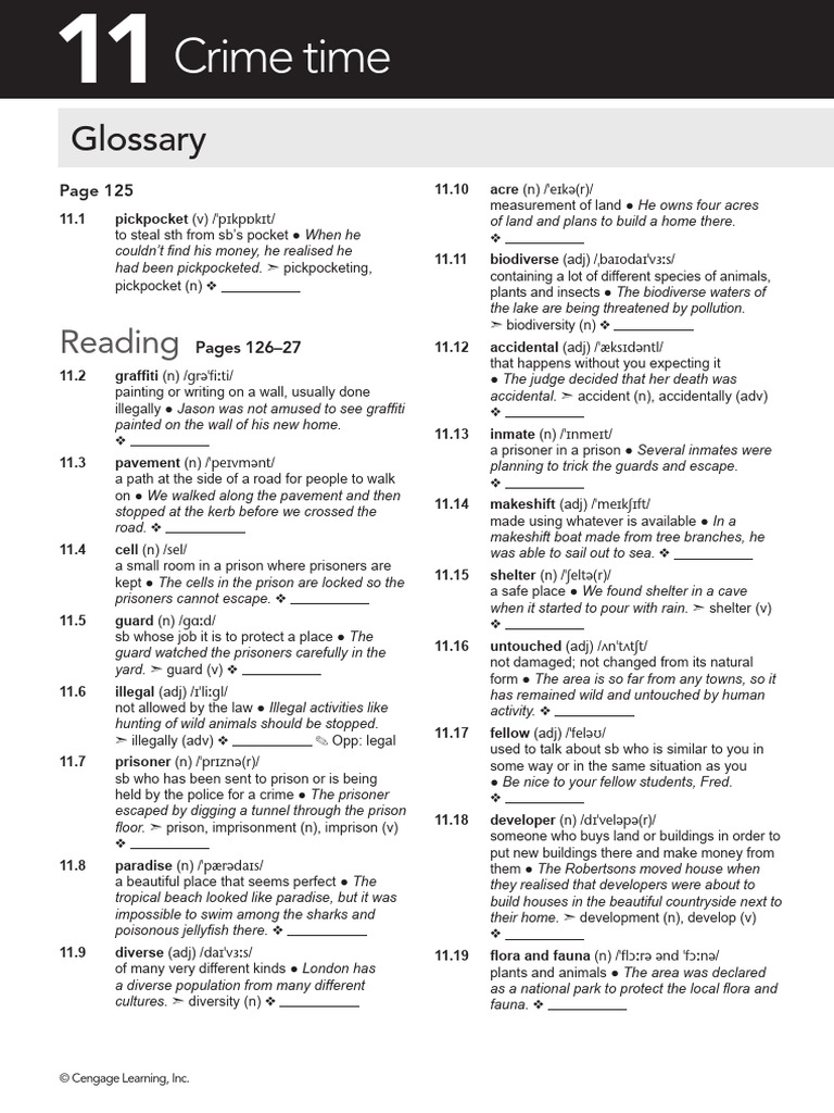 b1 Wordlist Unit 11 0 | PDF | Burglary | Crimes