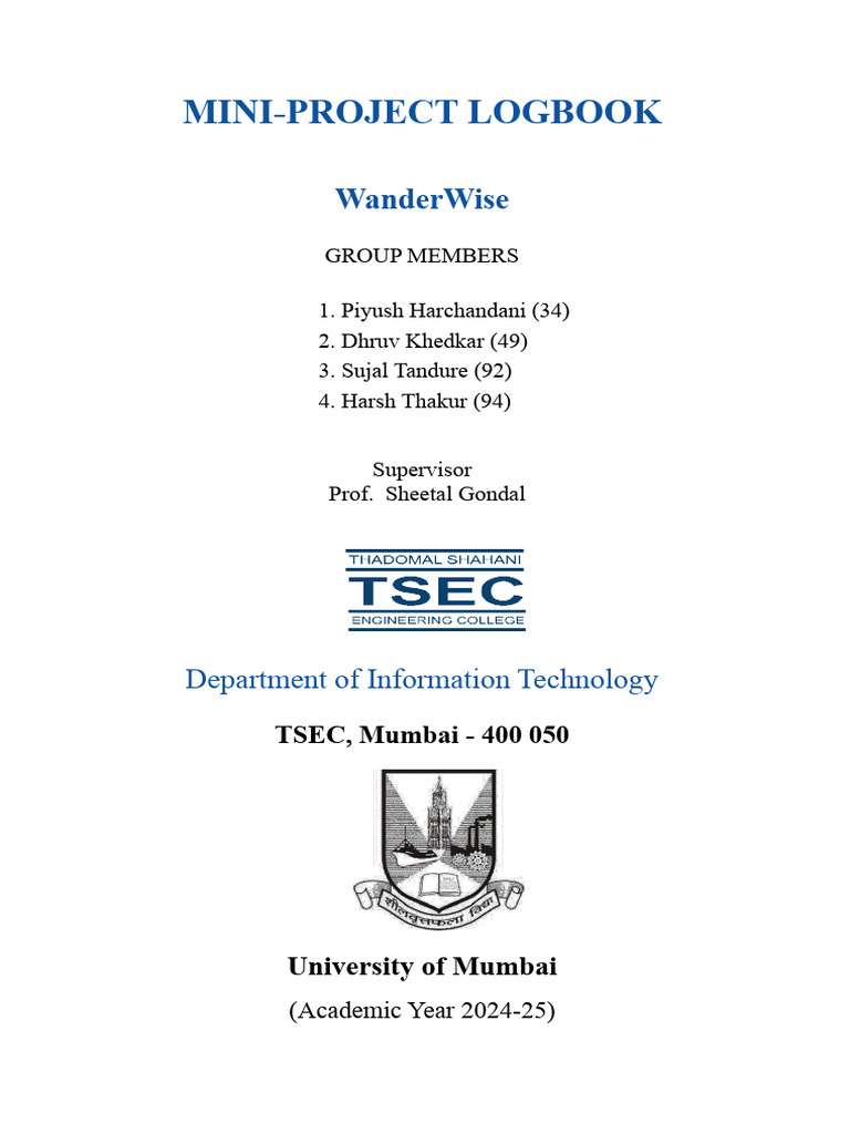 WanderWise Mini-Project Logbook | PDF | Learning | Engineering