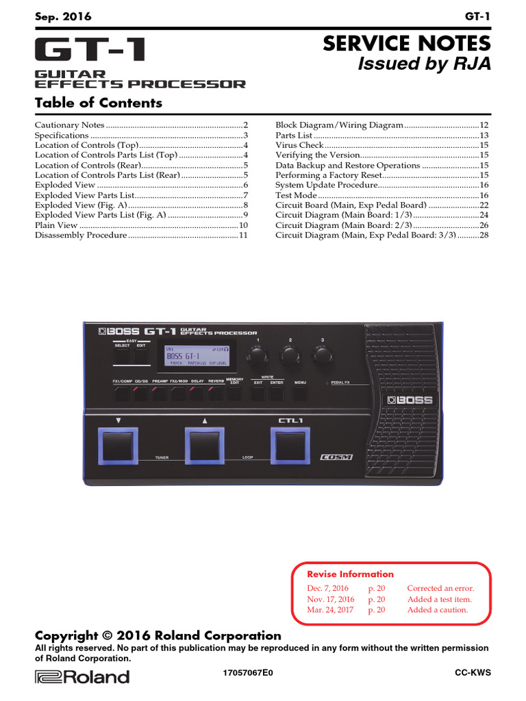 Manual de Reparación Pedal Boss GT-1 | PDF | Usb | Computer Virus