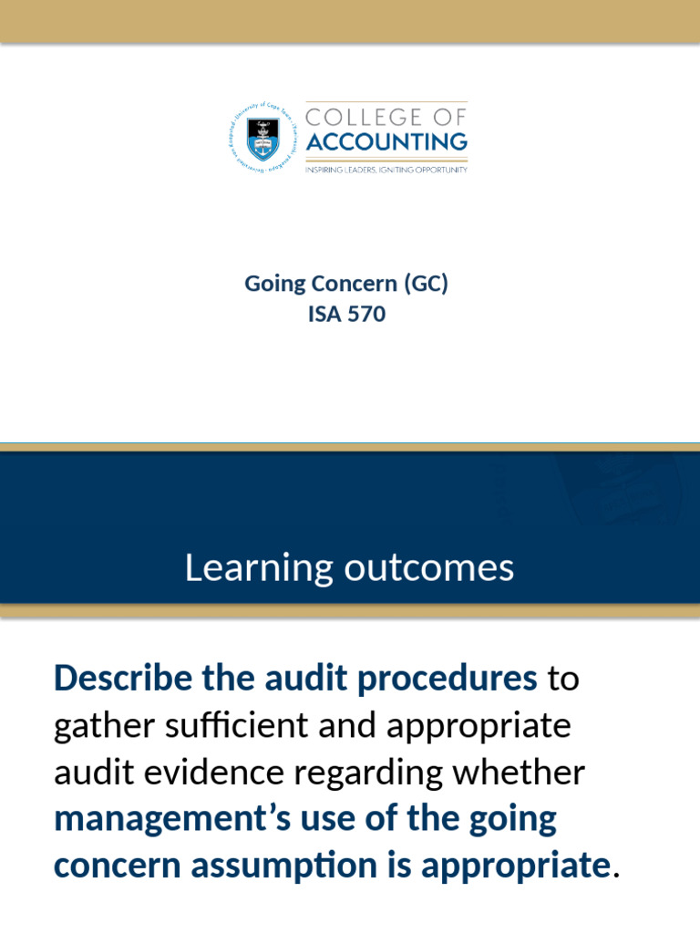 Audit Procedures for Going Concern Assessment | PDF | Going Concern | Audit