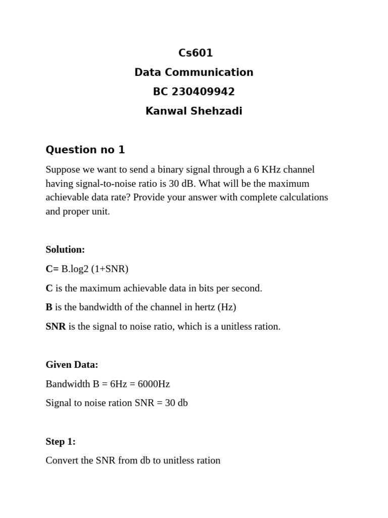 Cs601 Assignment Solution | PDF