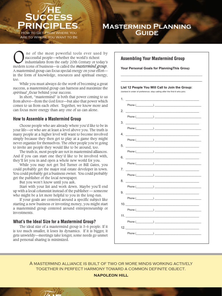 Mastermind Planning Guide: Assembling Your Mastermind Group | PDF ...