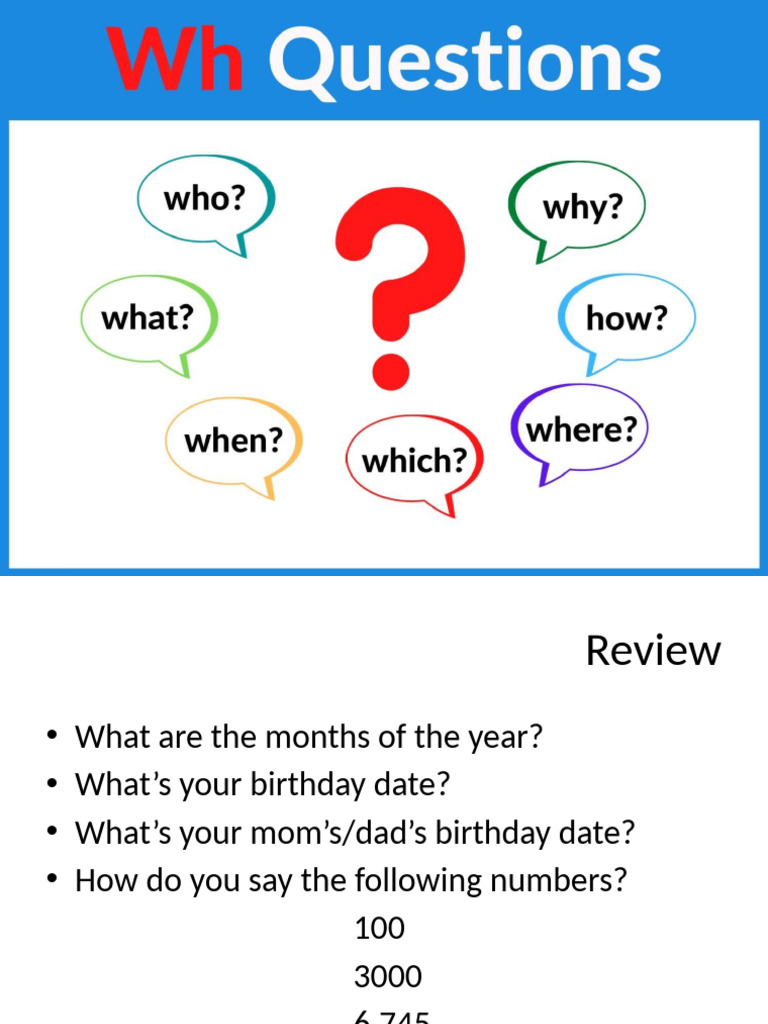 WH Questions PowerPoint and Quiz 1 | PDF