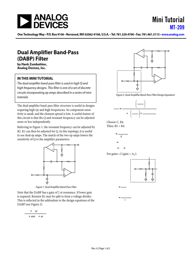 Dual Amplifier Band-Pass | PDF | Electronic Filter | Amplifier