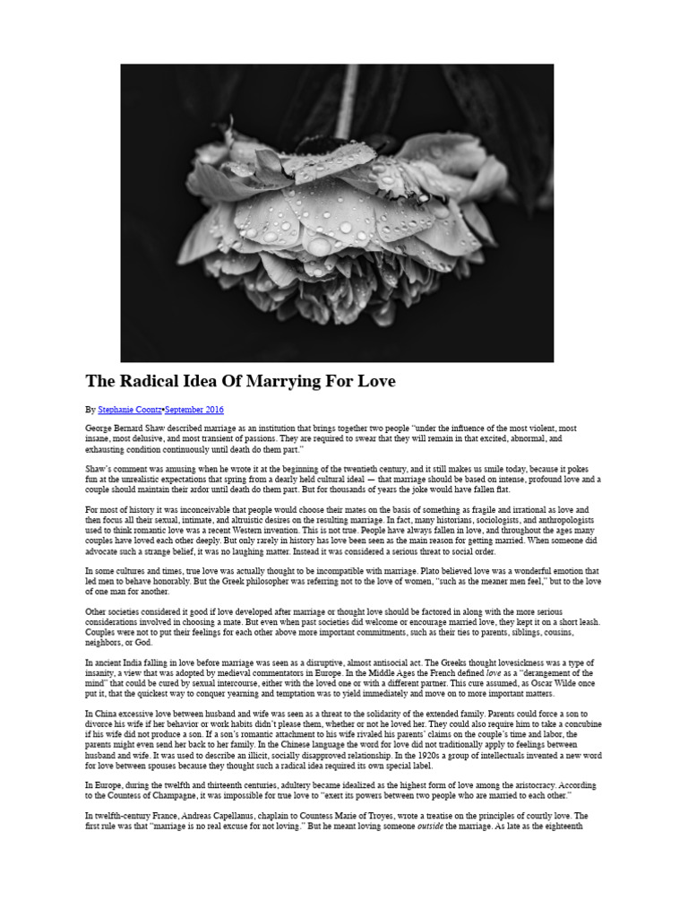 Stephanie Coontz - The Radical Idea of Marrying For Love | PDF ...