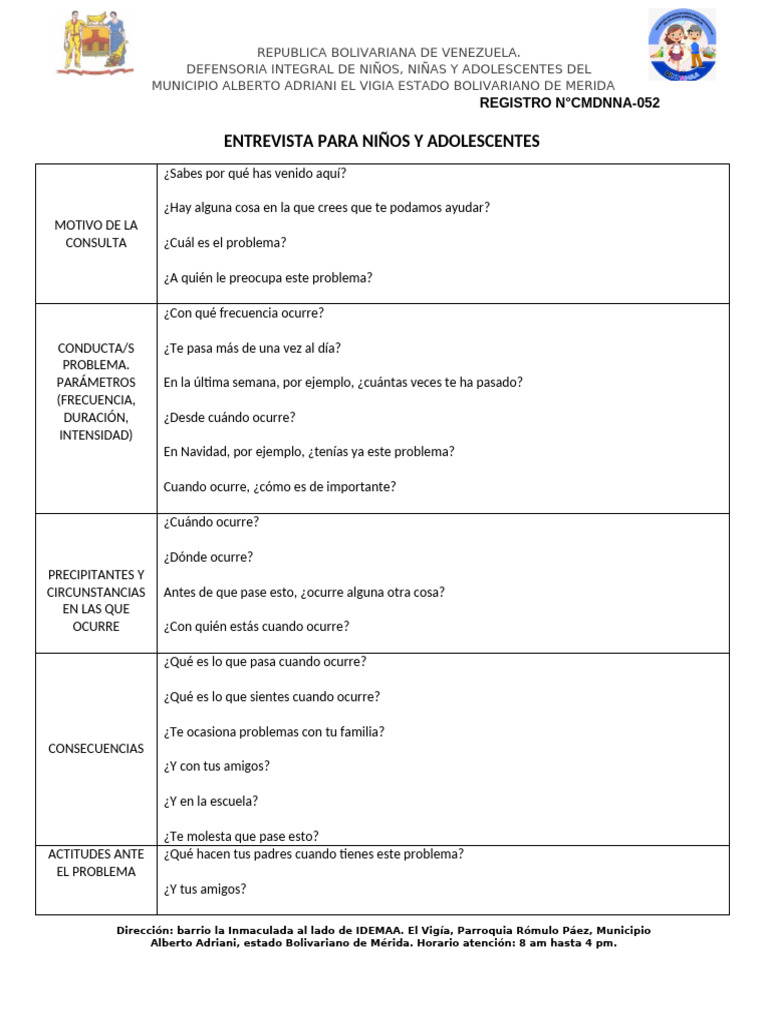 Entrevista para Adolescentes | PDF