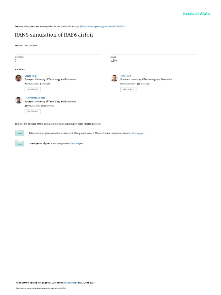 Rans Simulation of Raf6 Airfoil | PDF | Turbulence | Computational ...