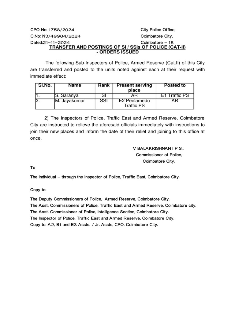 Traffic Posting Saranya and Jayakumar | PDF