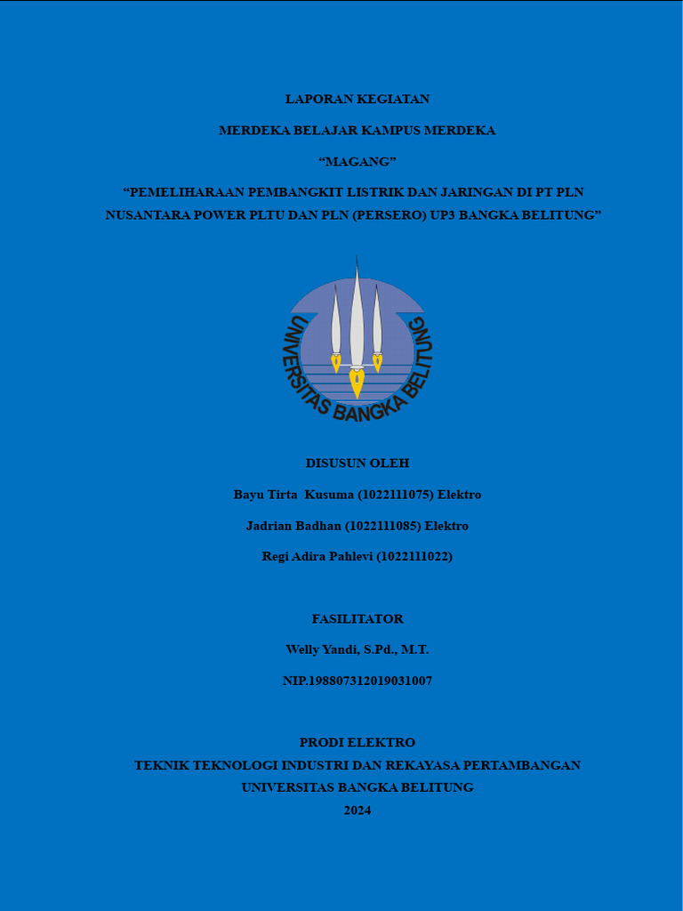 Laporan Magang PT PLN NPS Bangka Dan PT PLN UP3 Bangka 2024 | PDF