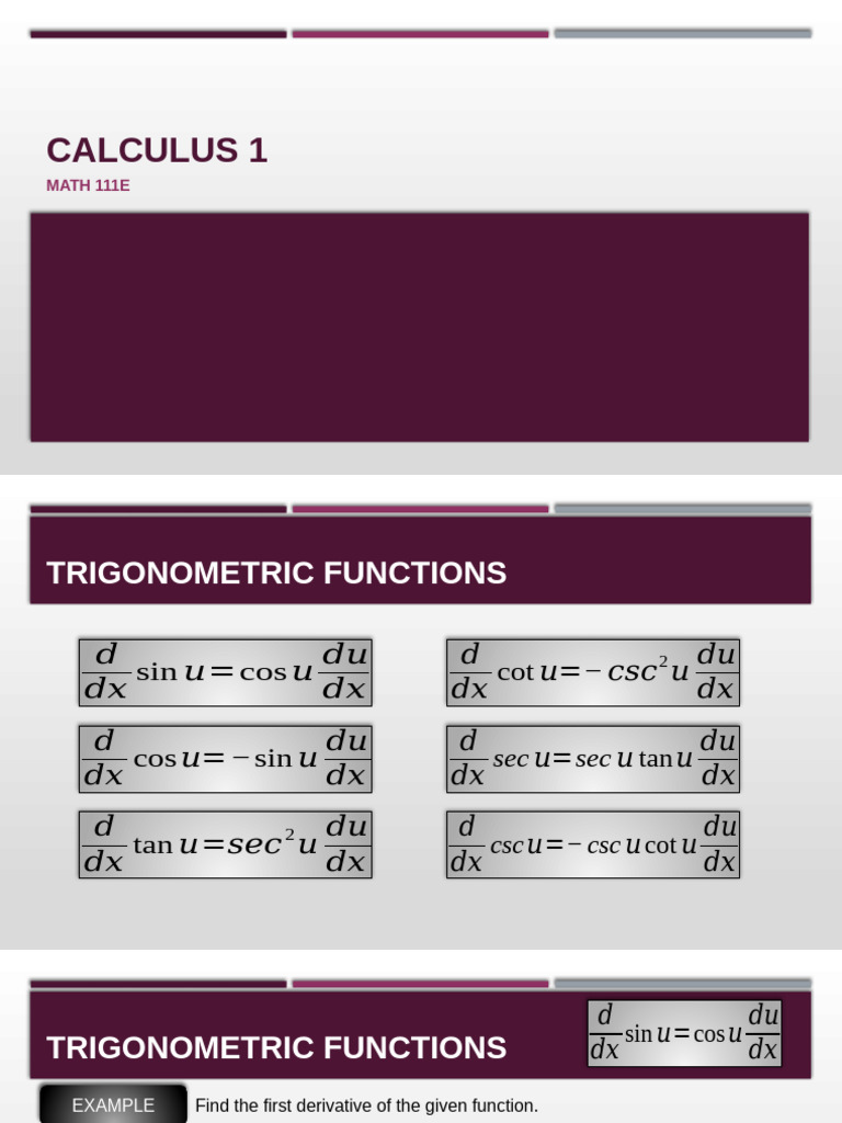 Calculus 1: Derivatives of Functions | PDF | Trigonometry | Real Analysis