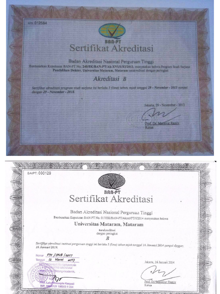 Sertifikat Akreditasi Prodi Dan Universitas | PDF