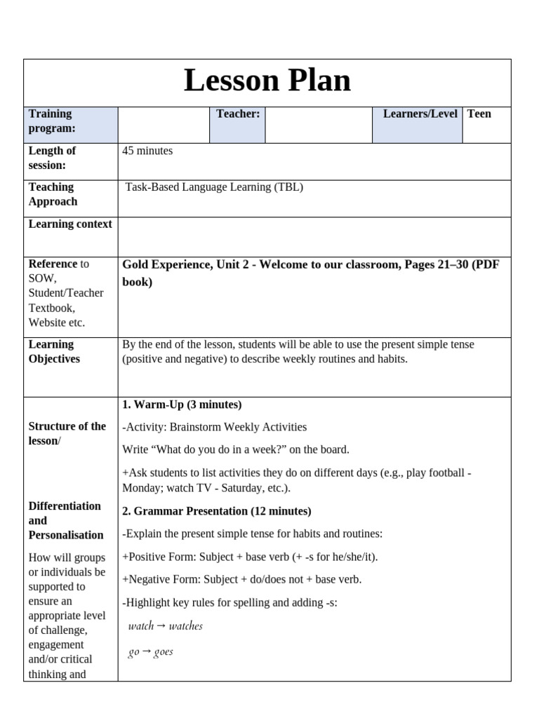 Sample Lesson Plan - Freestyle Teaching | PDF | Lesson Plan | Teachers