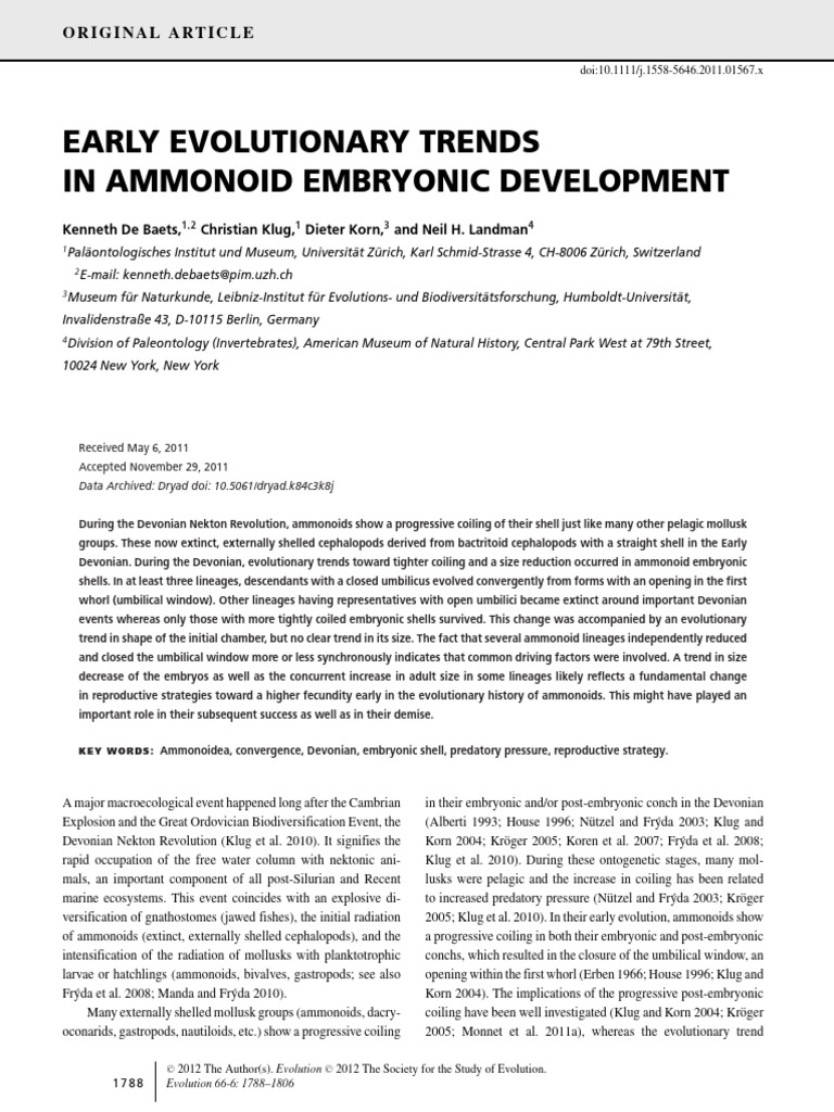 Ammonoid Embryonic Development Trends | PDF | Molluscs