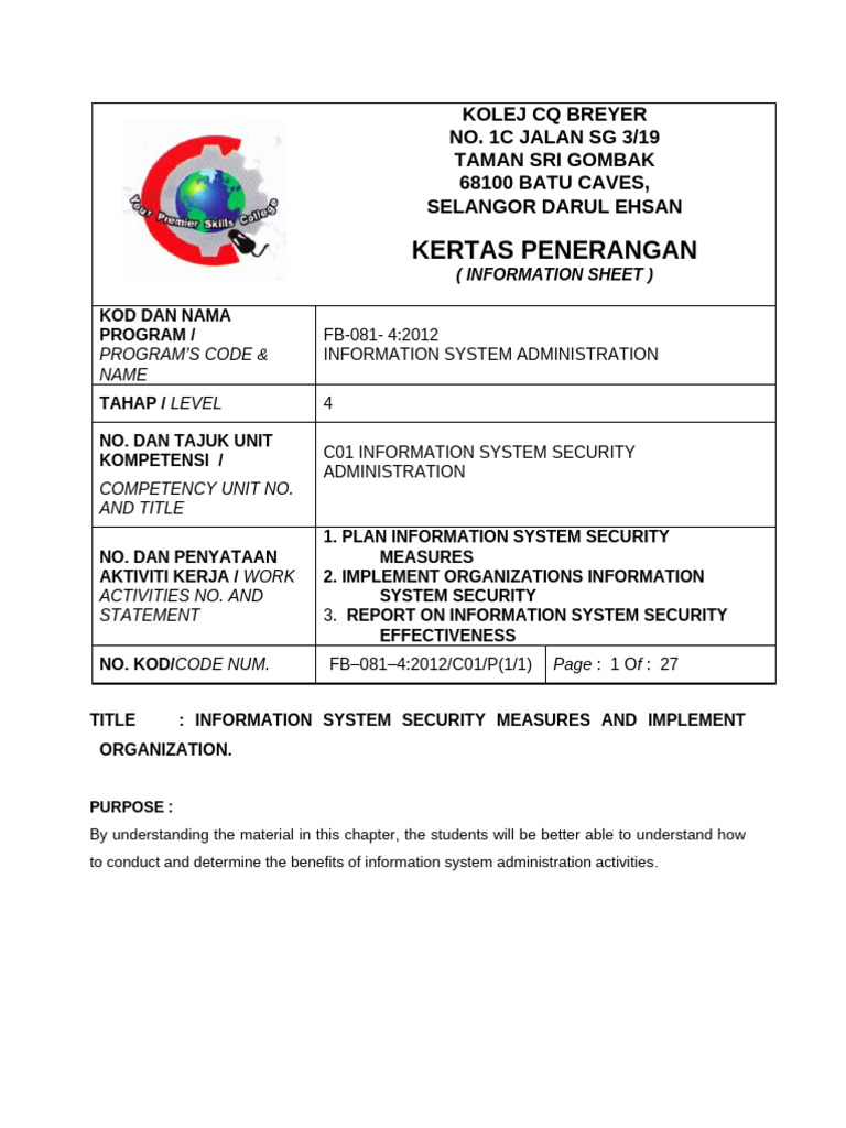 Is-1 C01 Is Security System | PDF | Encryption | Physical Security