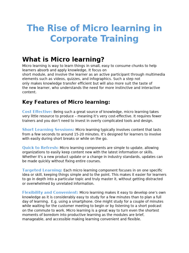 The Rise of Micro Learning in Corporate Training | PDF | Learning | Multimedia