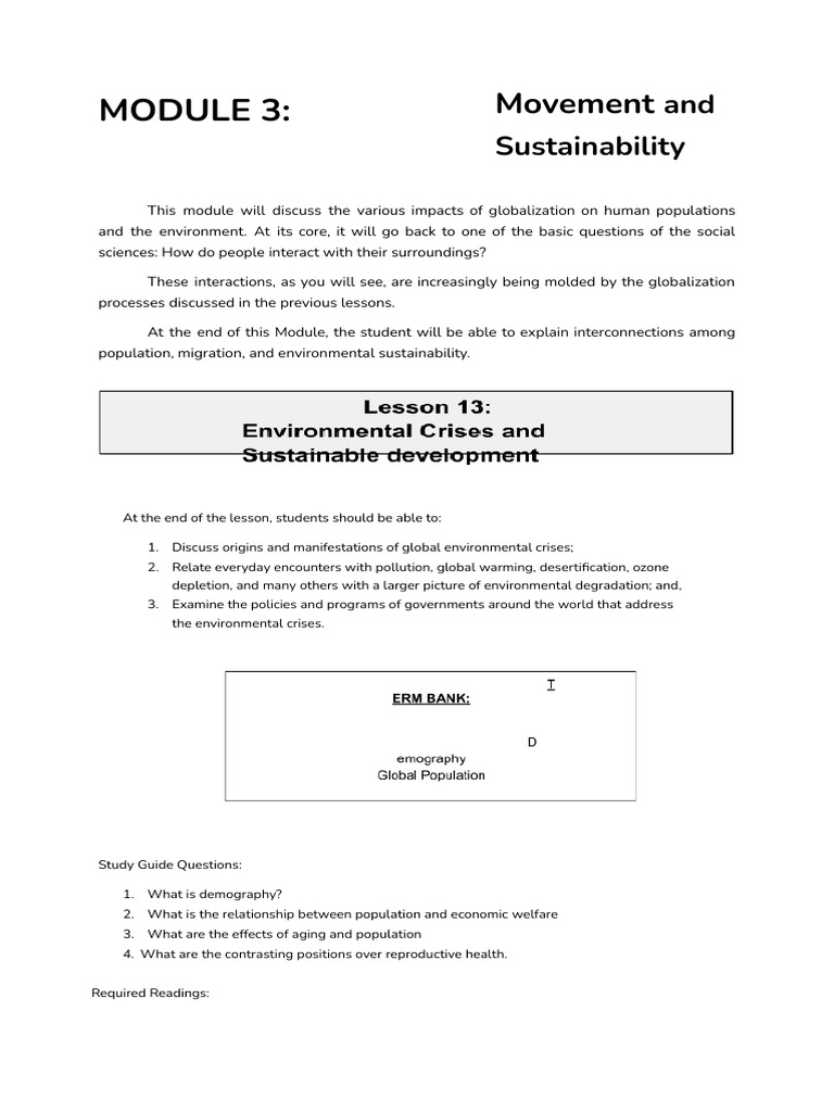 Lesson 14 Environmental Crises and Sustainable Development | PDF ...
