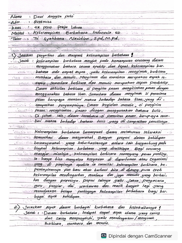 TT1 Ket - Bahasa Indonesia Dewi Anggita Putri | PDF