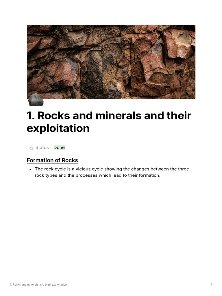 1 Rocks and Minerals and Their Exploitation | PDF | Rock (Geology) | Mining