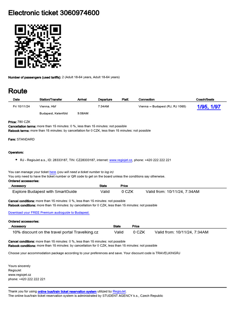 Vienna to Budapest Train Ticket | PDF