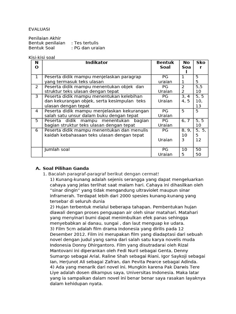 Bindo 8 Bab 6 Teks Ulasan, Penilaian | PDF