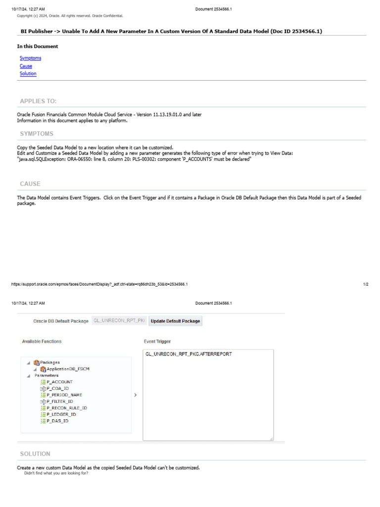Adding A Parameter To Custom Data Model of A Seeded Report | PDF
