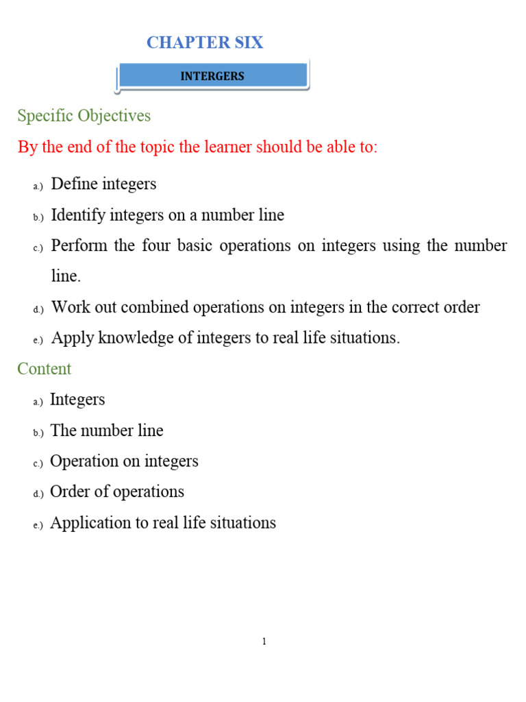 6 Integers | PDF | Integer | Numbers