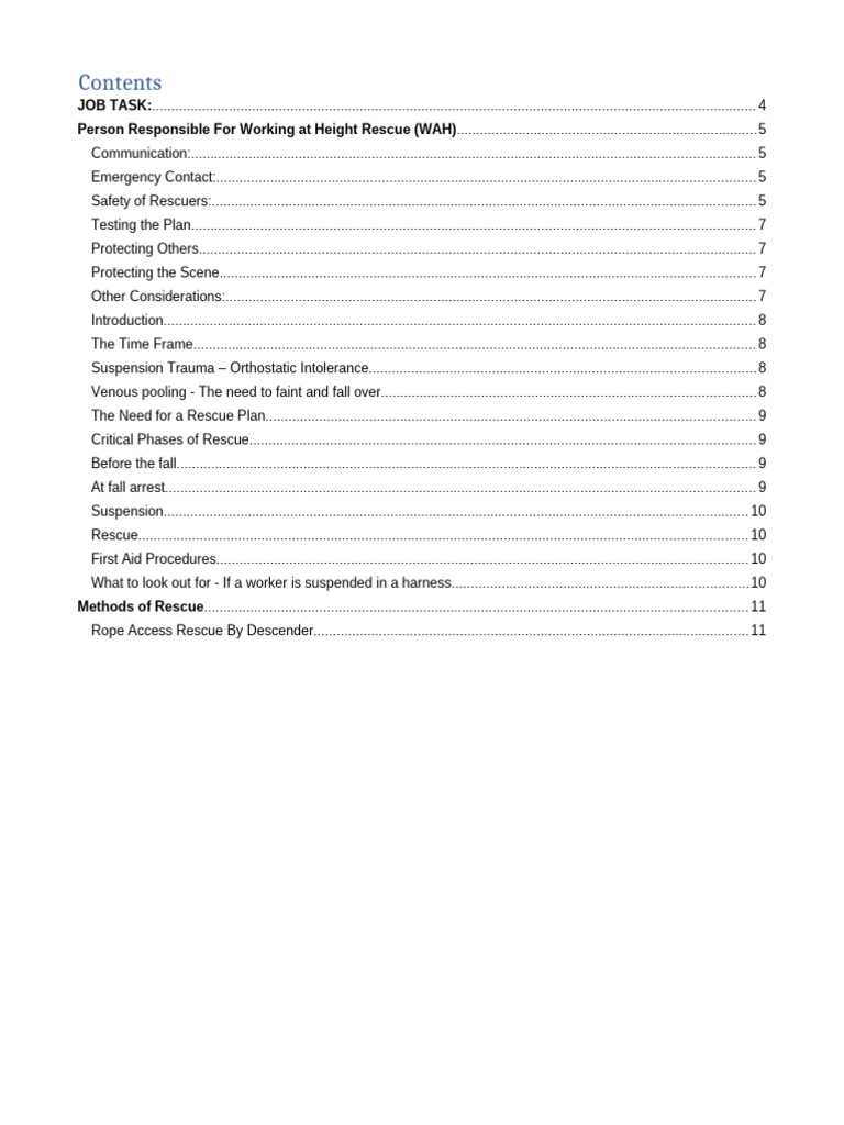 Height Work Rescue Plan | PDF | Vein | Heart