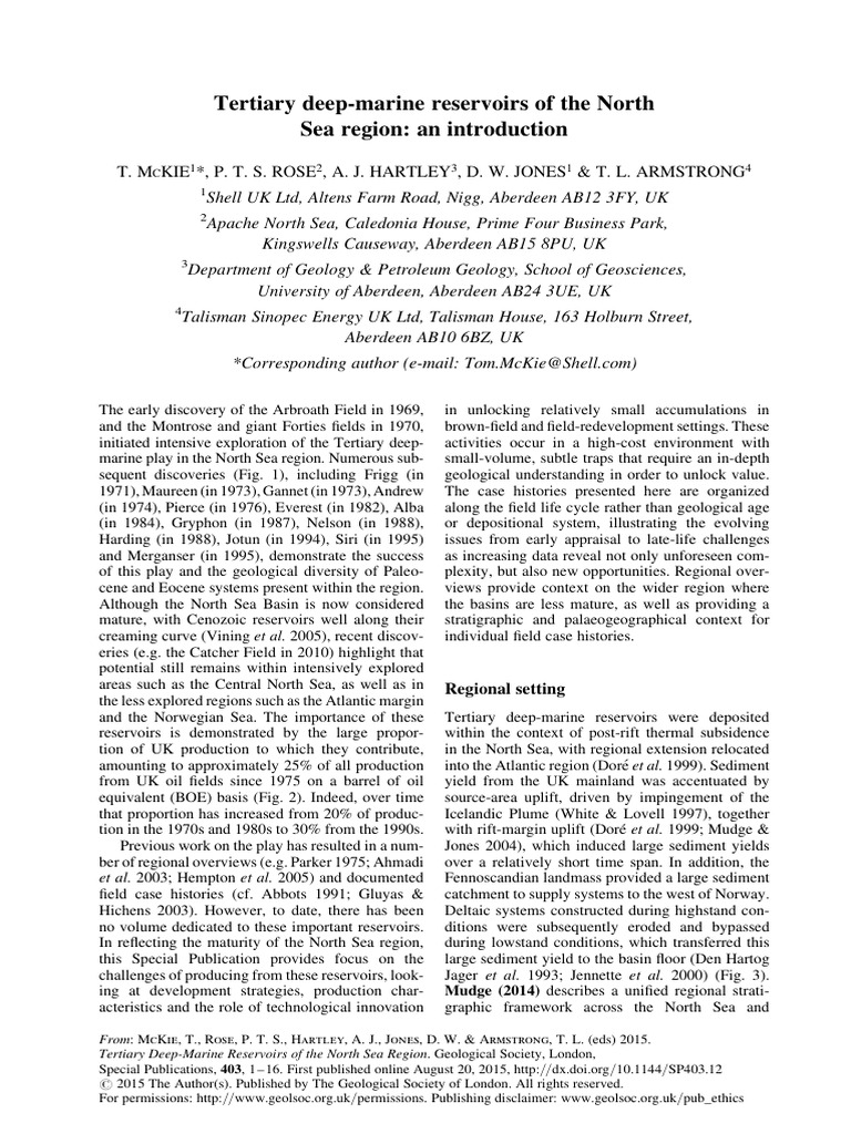 Mckie Et Al 2015 Tertiary Deep Marine Reservoirs of The North Sea ...