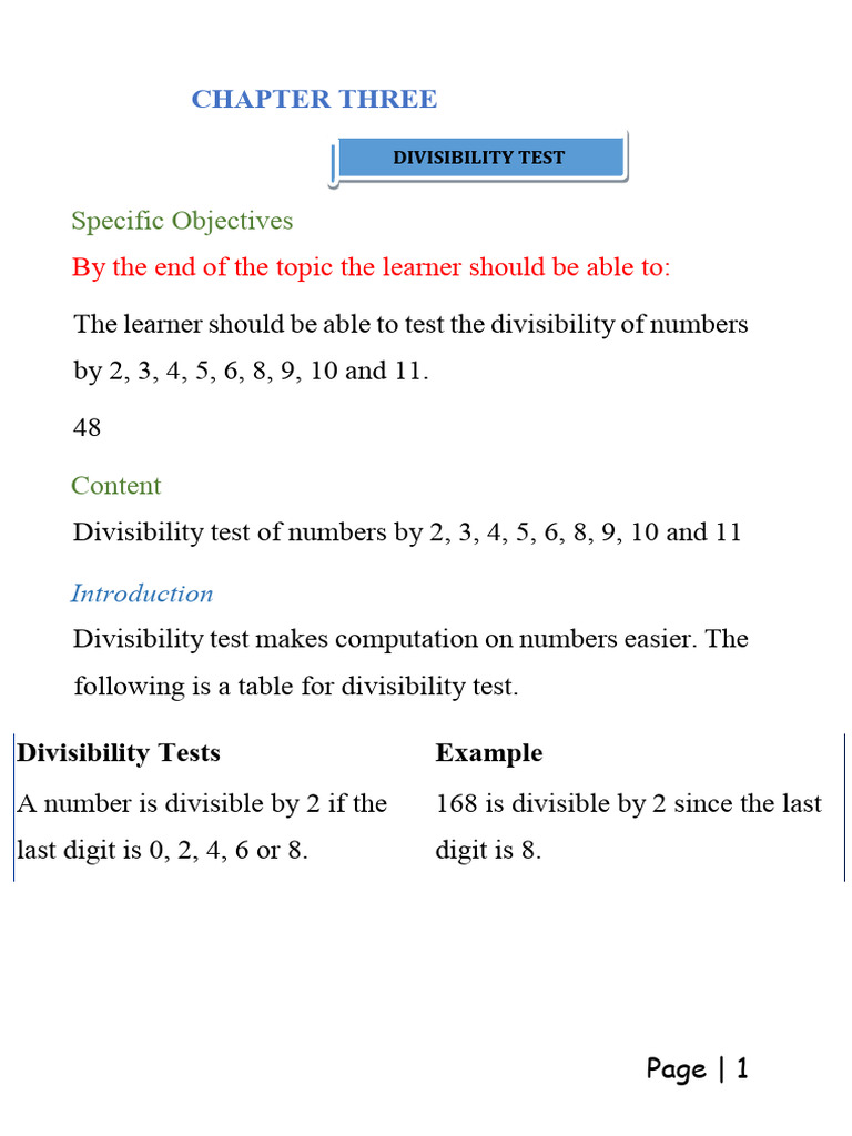 3 Divisibility Tests | PDF